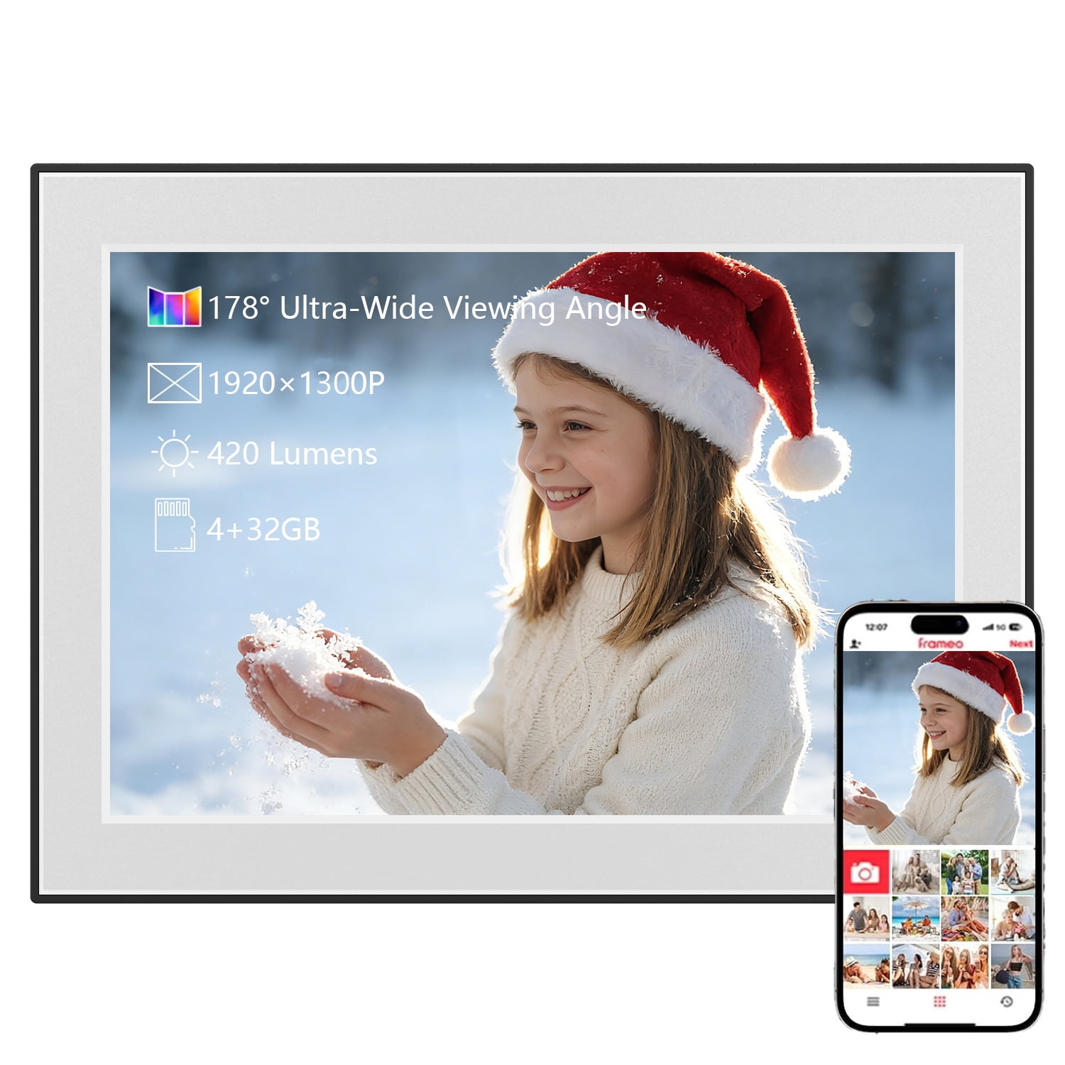 11 Inch Digital Picture Frame WiFi, 1920 * 1300 Resolution, Frameo App ...