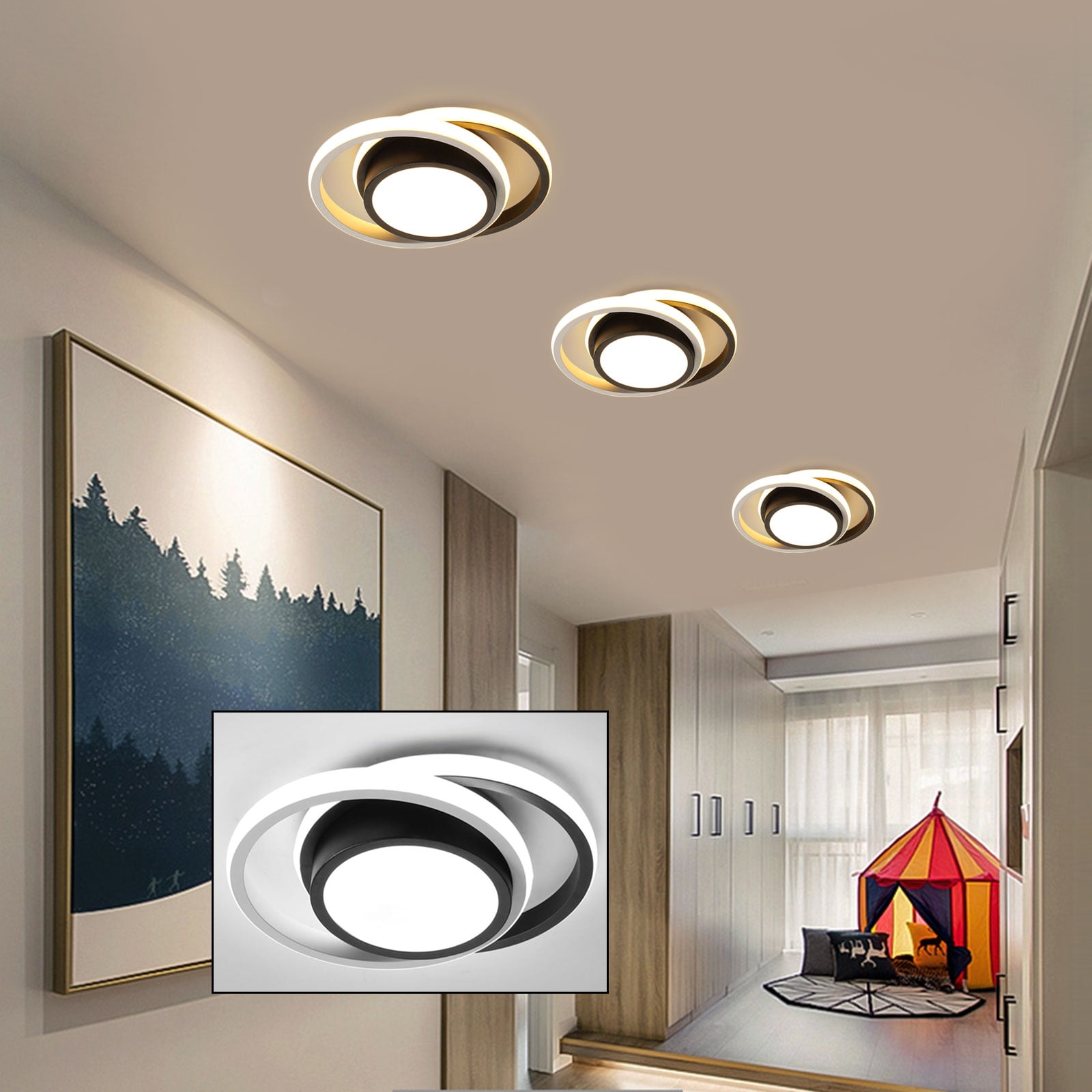11 Inch Dimmable LED Flush Mount Ceiling Light, Modern Round Ceiling ...