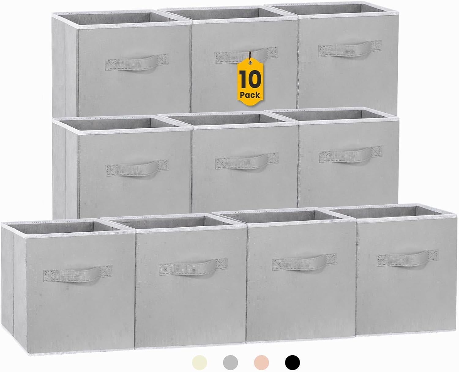 11 Inch Fabric Storage Cubes with Dual Handles, Collapsible Cube Bins ...