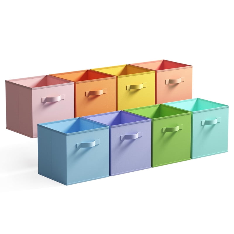 11 Inch Fabric Storage Cubes - Sturdy Collapsible Storage Bins & Handle ...