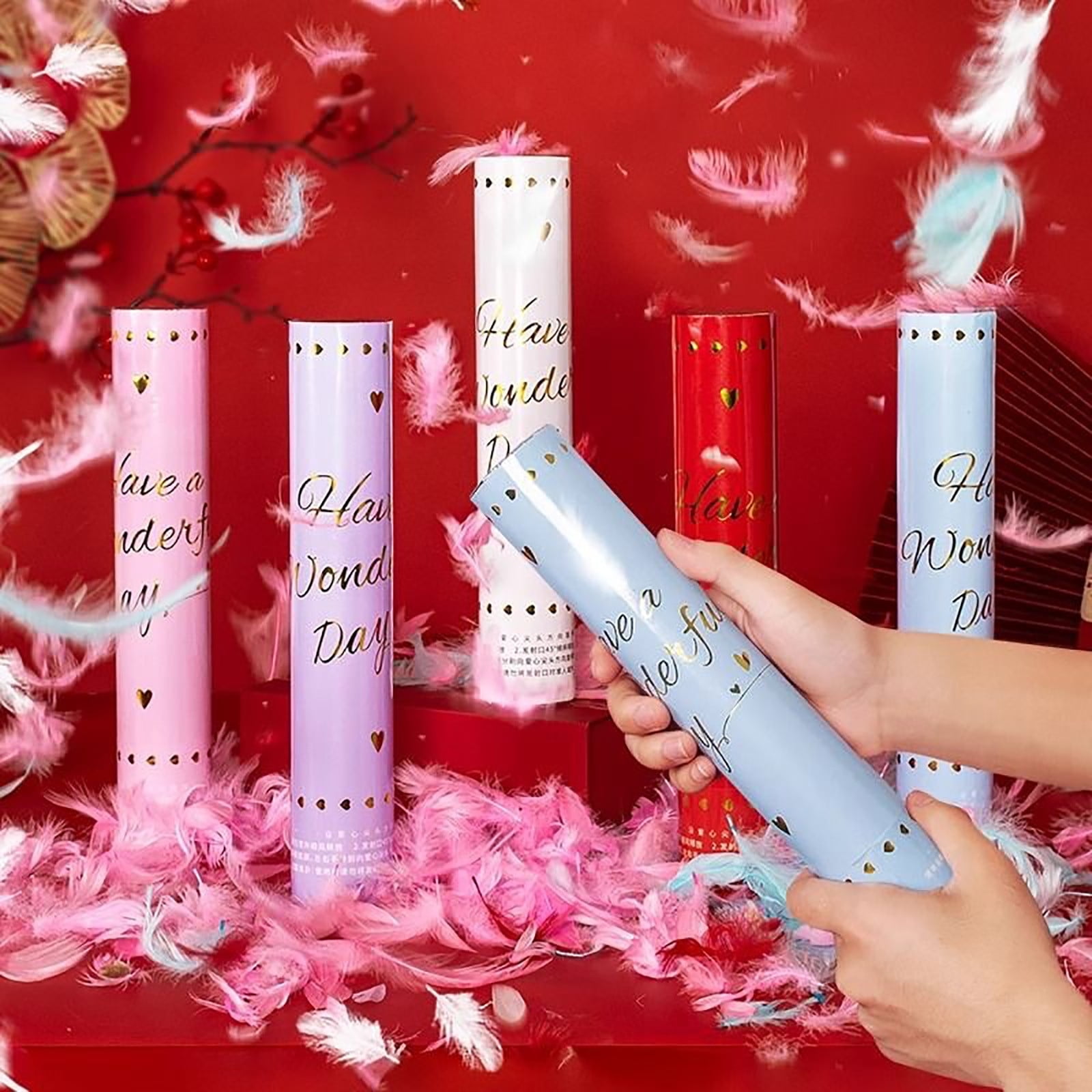 11 Inch Feather Confetti Cannon for Weddings, Party Favors, Decorations ...