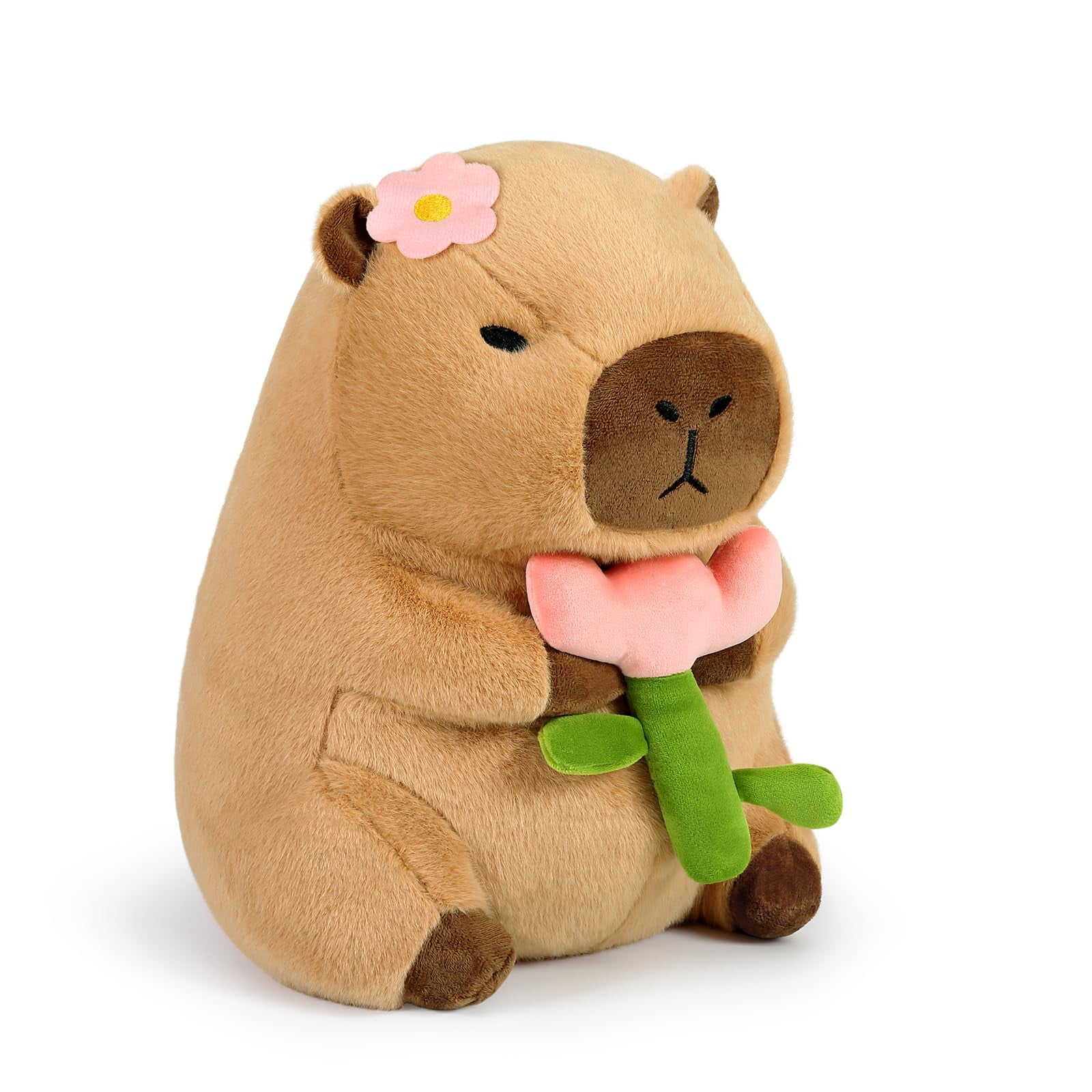 11 Inch Flower Holding Capybara Plush, Sweet Gift Stuffed Animal Doll ...