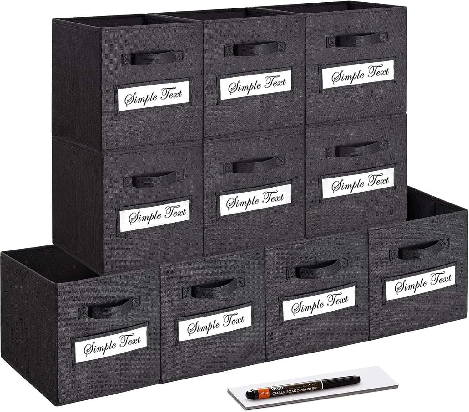 11 Inch Foldable Fabric Storage Cube Set (10 pcs) with Labels and Pen ...