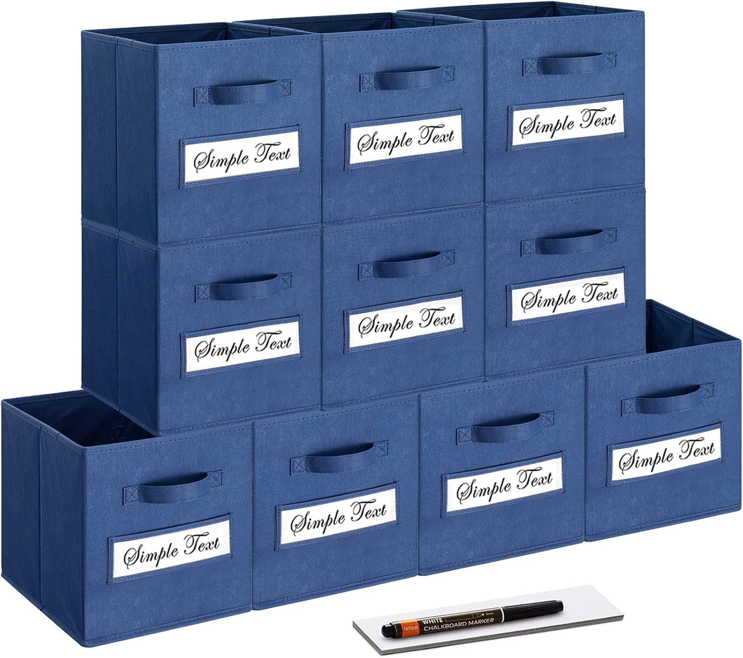 11 Inch Foldable Fabric Storage Cube Set (10 pcs) with Labels and Pen ...