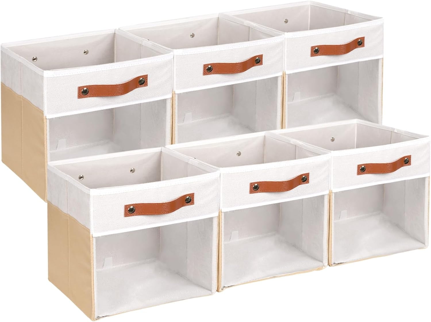 11 Inch Foldable Fabric Storage Cubes - Clear Bins for Shelves, Canvas ...