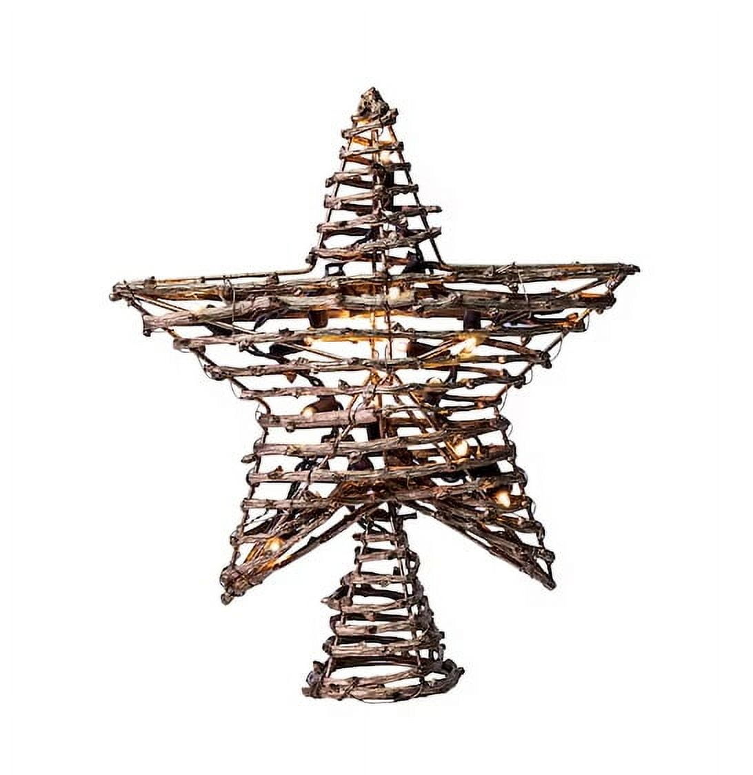 11 Inch GE Gold Grapevine Light Up Christmas Tree Topper - 20 LED Warm ...