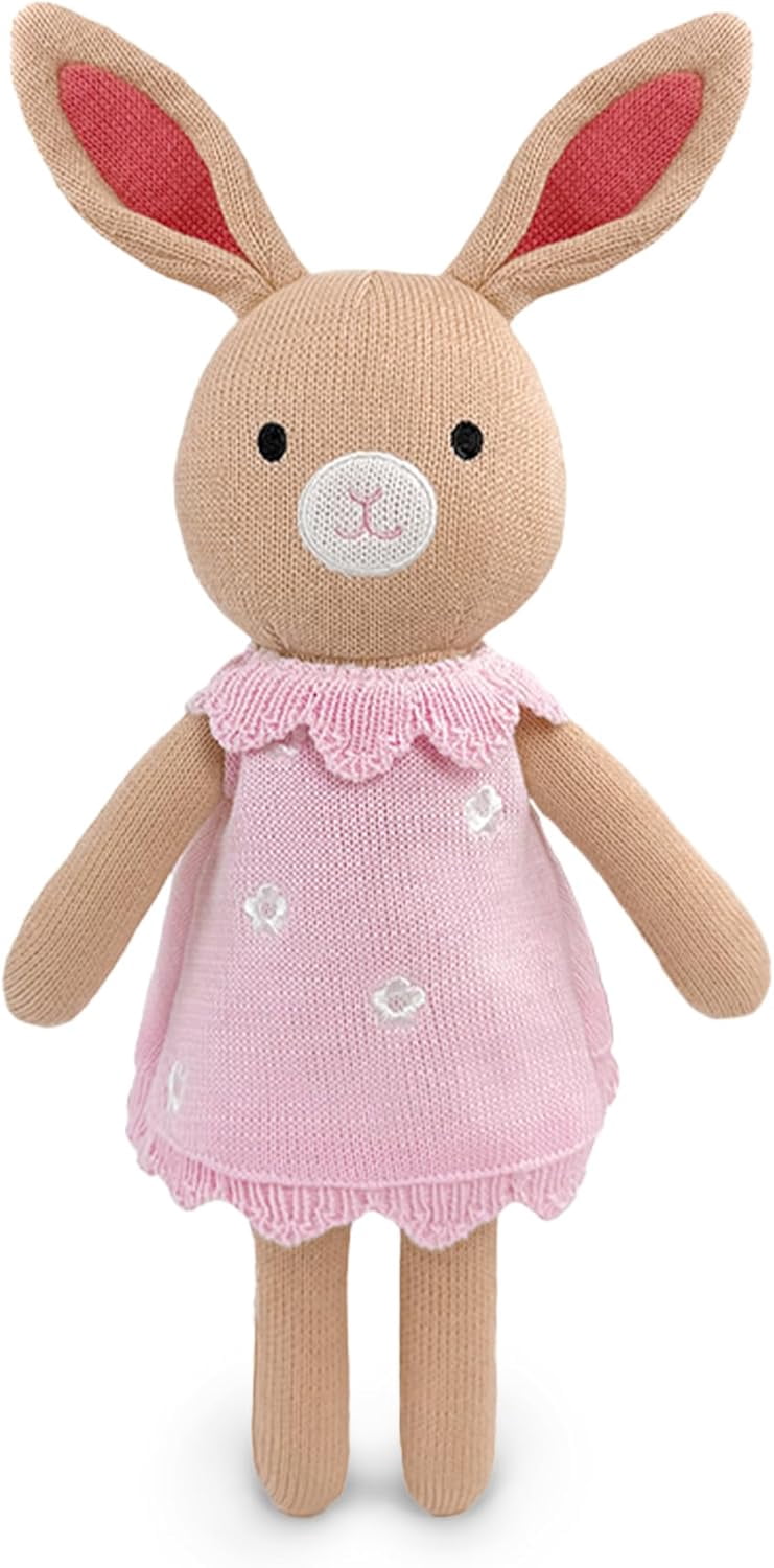 11 Inch Hand-Knit Crochet Bunny Plush Toy, Soft Cotton Rabbit Stuffed ...