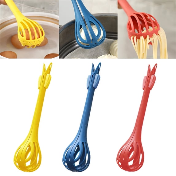 11 Inch Kitchen Whisk 2 in 1 Egg Beater Tongs, Yellow Prep Baking Tool ...