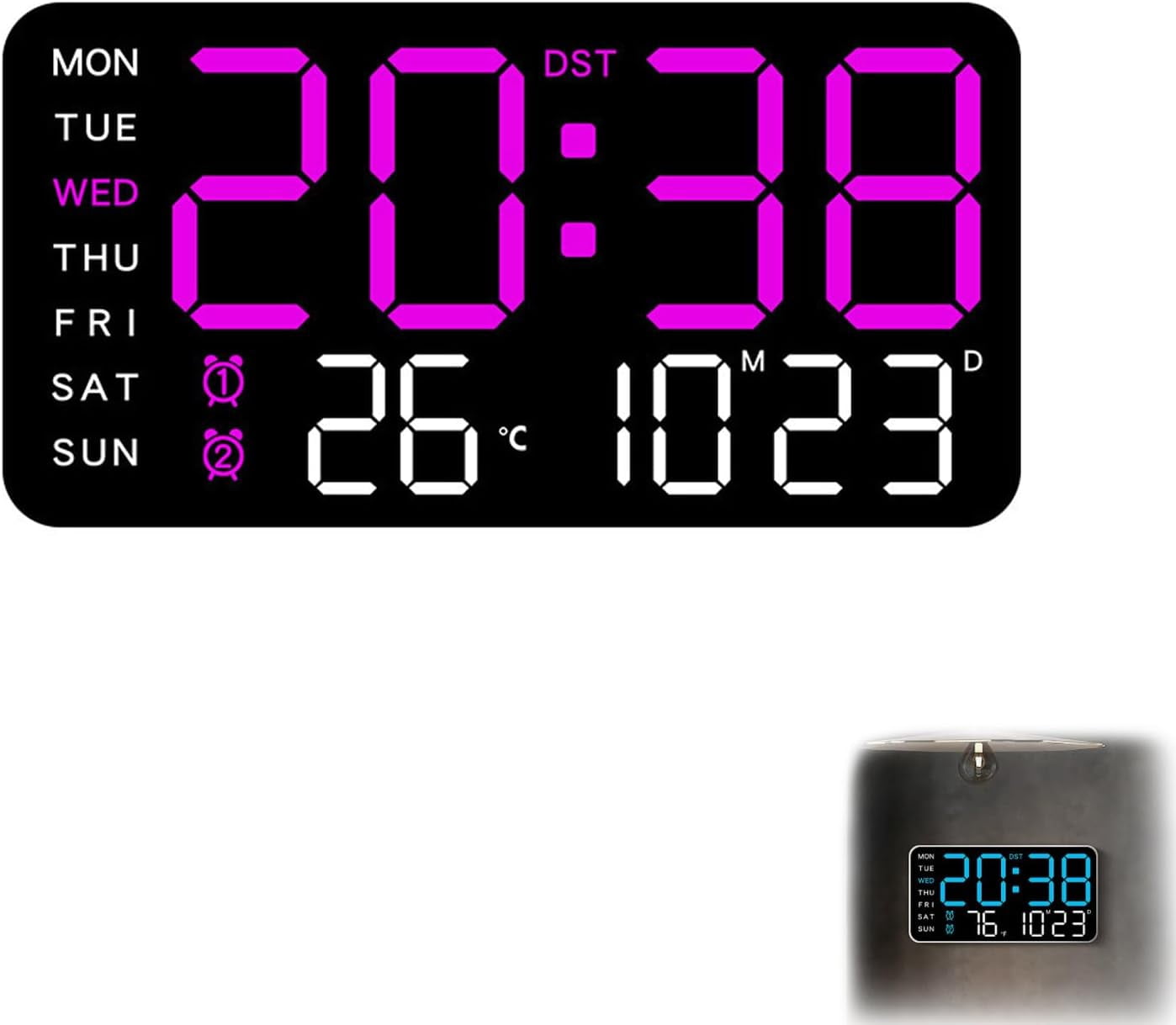 11 Inch Large LED Digital Wall Clock with Temperature & Date Display ...