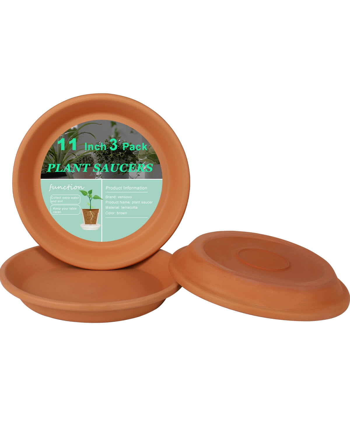 11 Inch Large Terracotta Pot Plant Saucer - 3 pcs Large Round Plant Pot ...