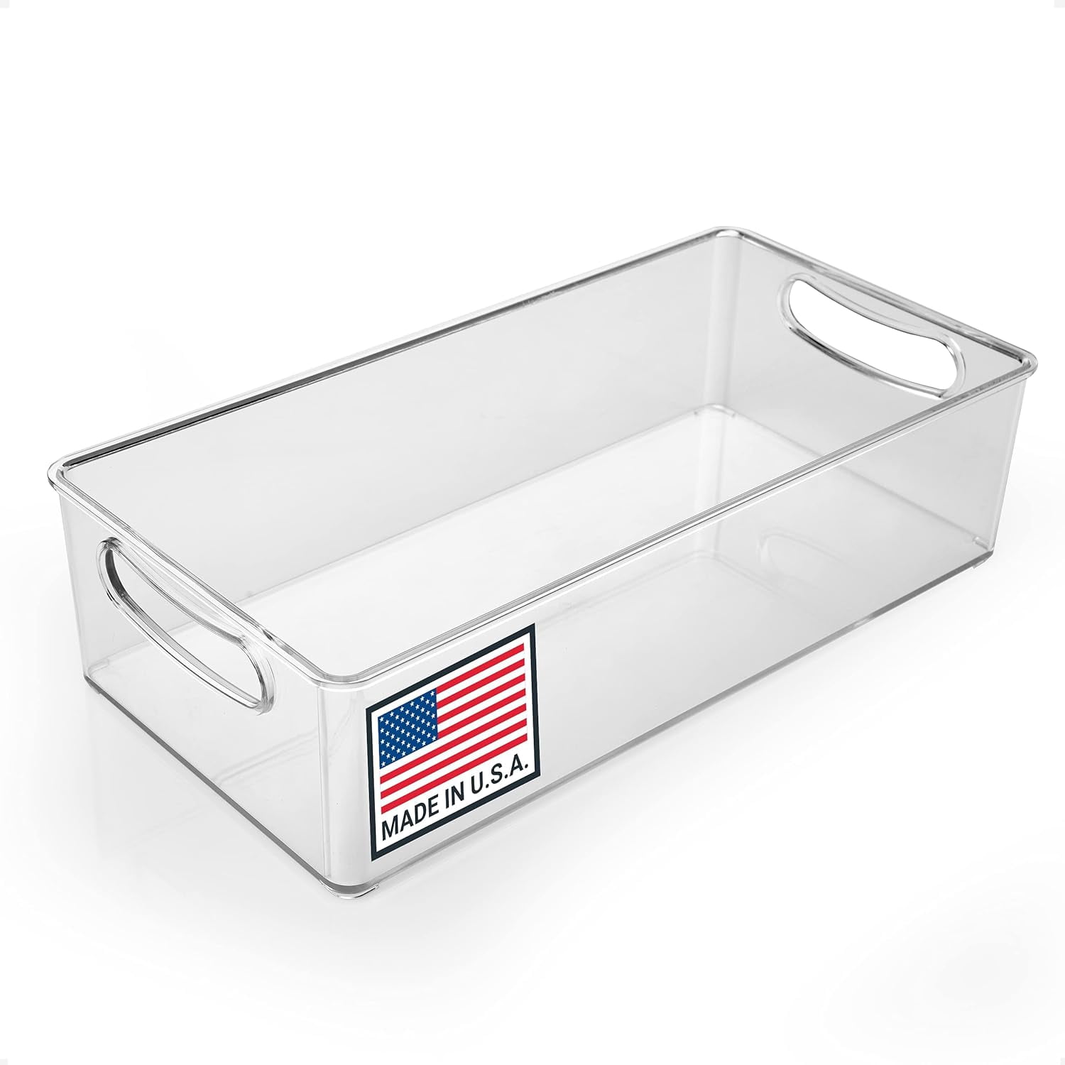 11-Inch Refrigerator Organizer Bin with Handles - Plastic Storage for ...