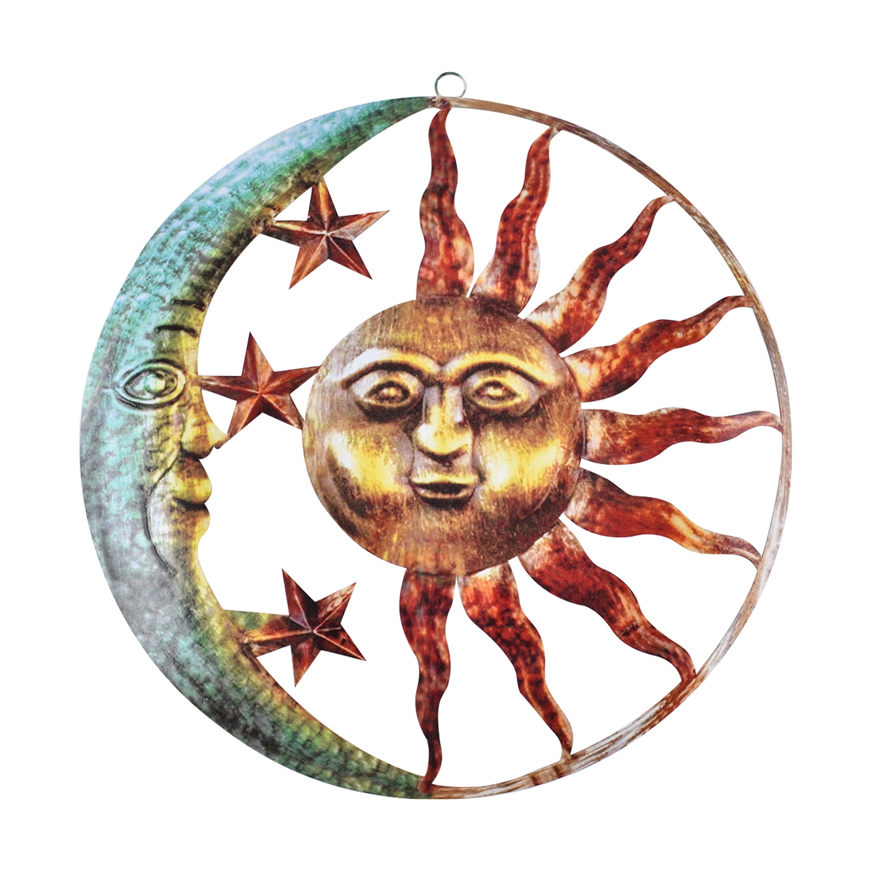 11 Inch Retro Metal Sun & Moon Wall Art, Indoor/Outdoor Hanging Decor ...