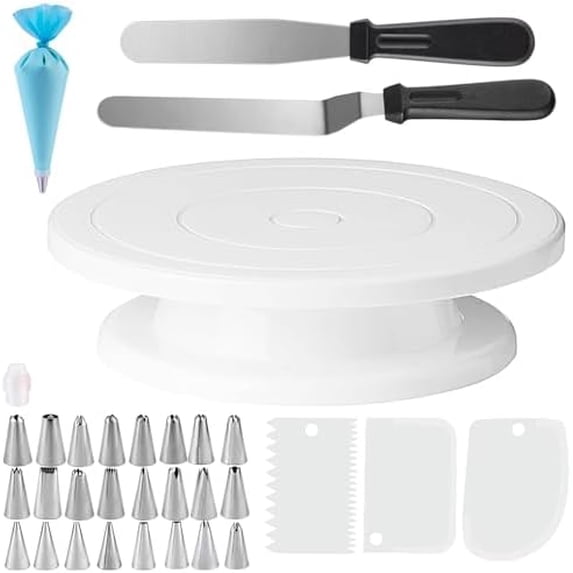 11 Inch Revolving Cake Stand Turntable, Cake Decorating Kit with 24 ...