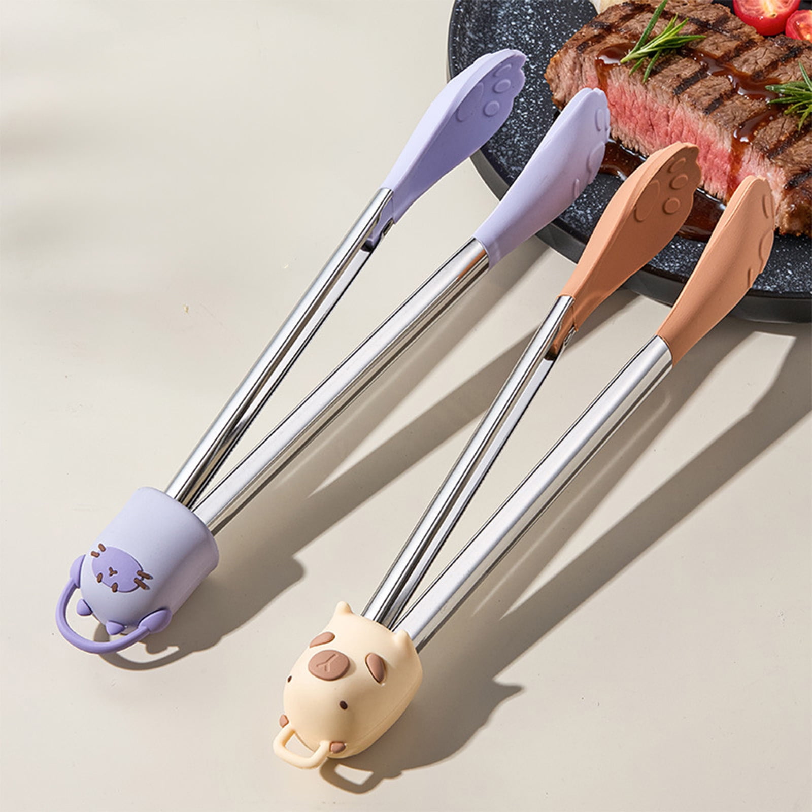 11 Inch Silicone Stainless Steel Food Tongs Kitchen Baking Cooking ...