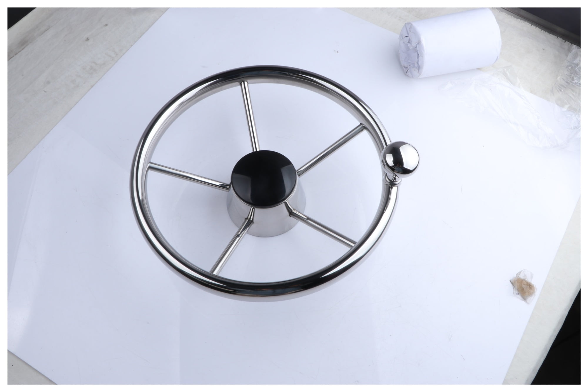 11 Inch Stainless Steel Fishing Boat Black Steering Wheel Yacht ...