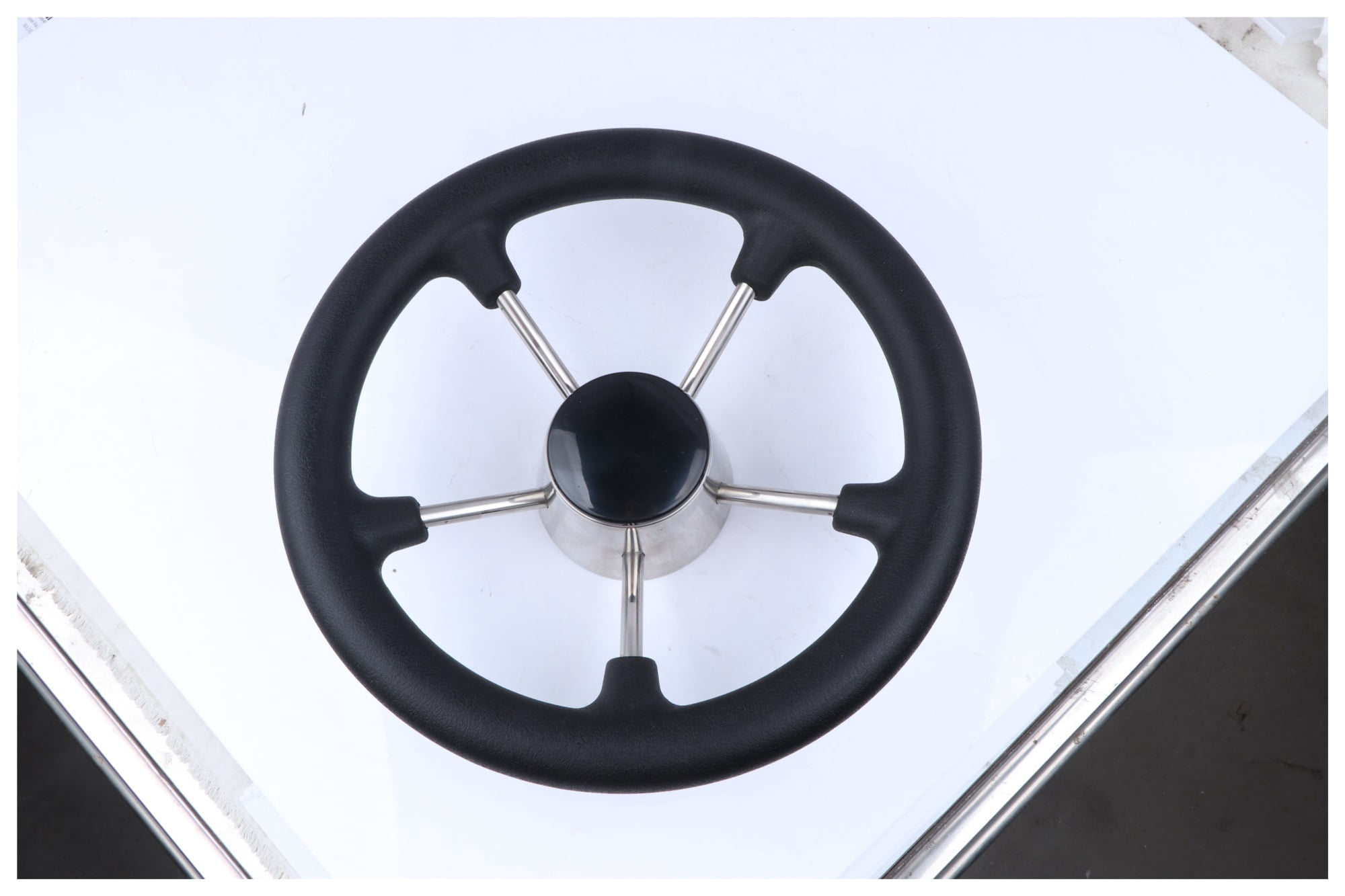 11 Inch Stainless Steel Fishing Boat Black Steering Wheel Yacht ...