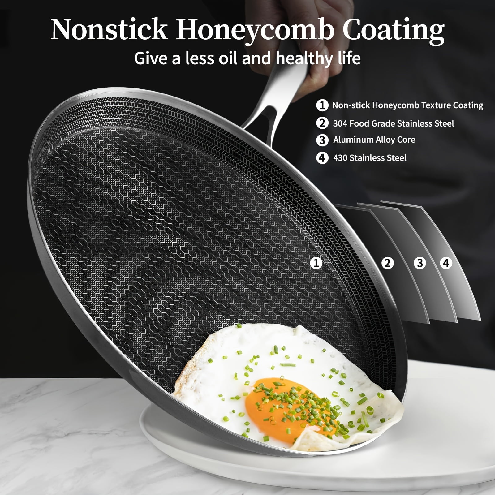 11-Inch Stainless Steel Honeycomb Coated Non-Stick Crepe and Pancake ...