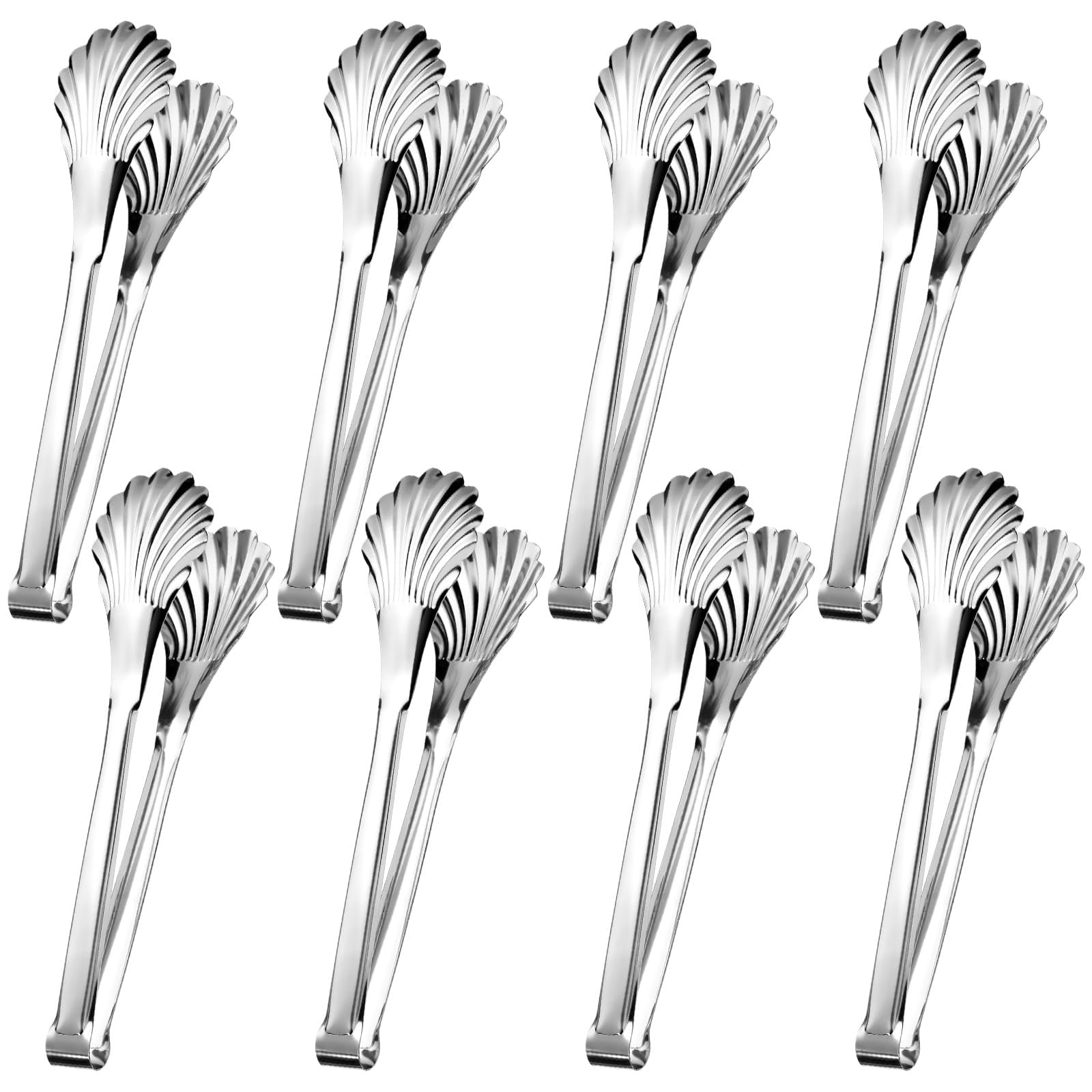 11 Inch Stainless Steel Kitchen Tongs, 8 Count Bulk Serving Utensils ...