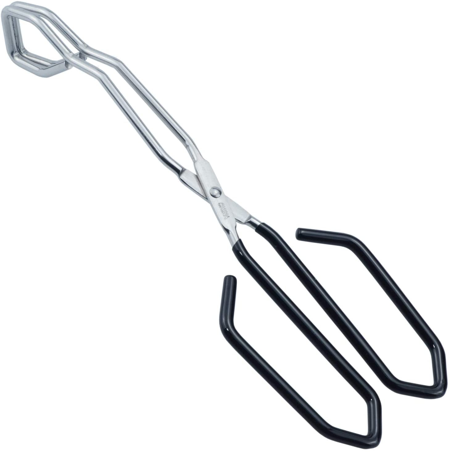 11-Inch Stainless Steel Scissor Tongs with Black Handle Heavy Duty Wire ...