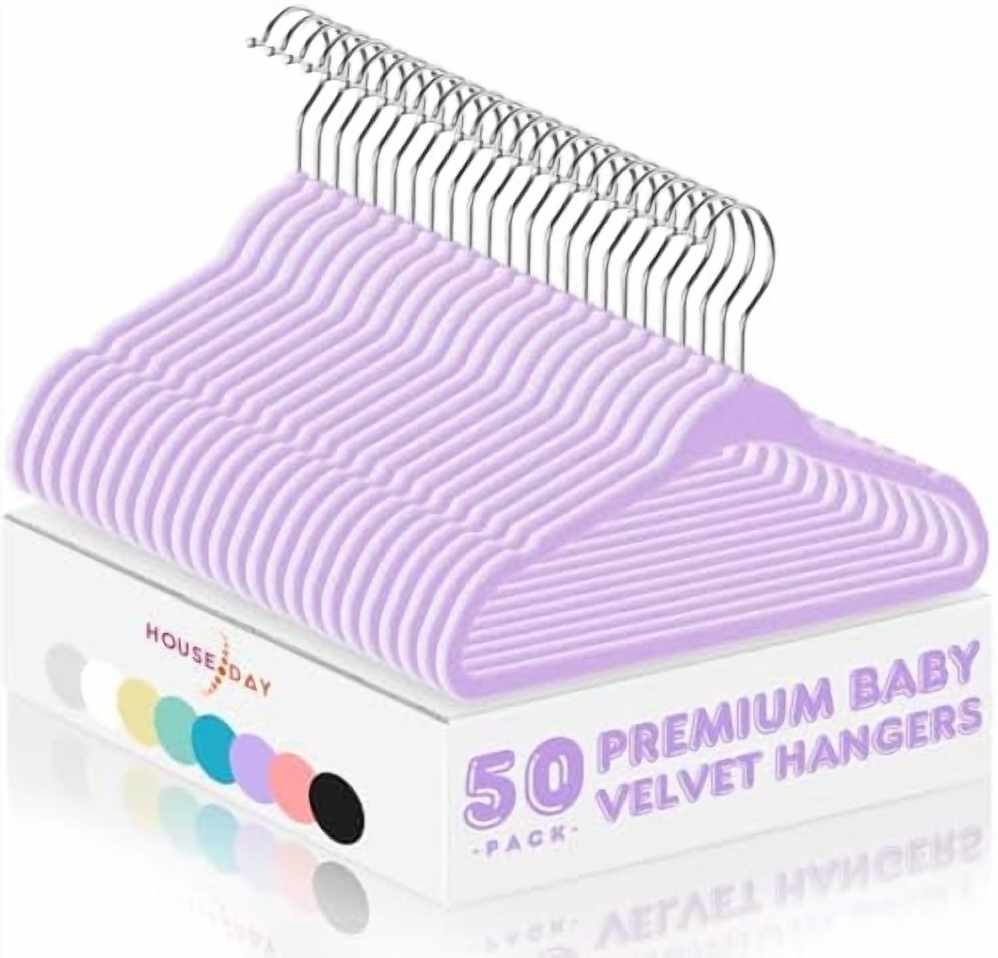 11 Inch Velvet Baby Hangers 50 Pack Lt-Purple, Premium Kids Hangers for ...