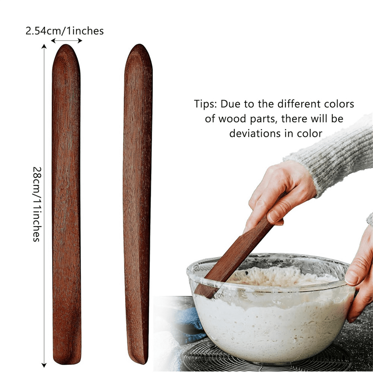 11 Inch Wooden Sourdough Bread Mixing Stir Stick Spurtle Wooden ...