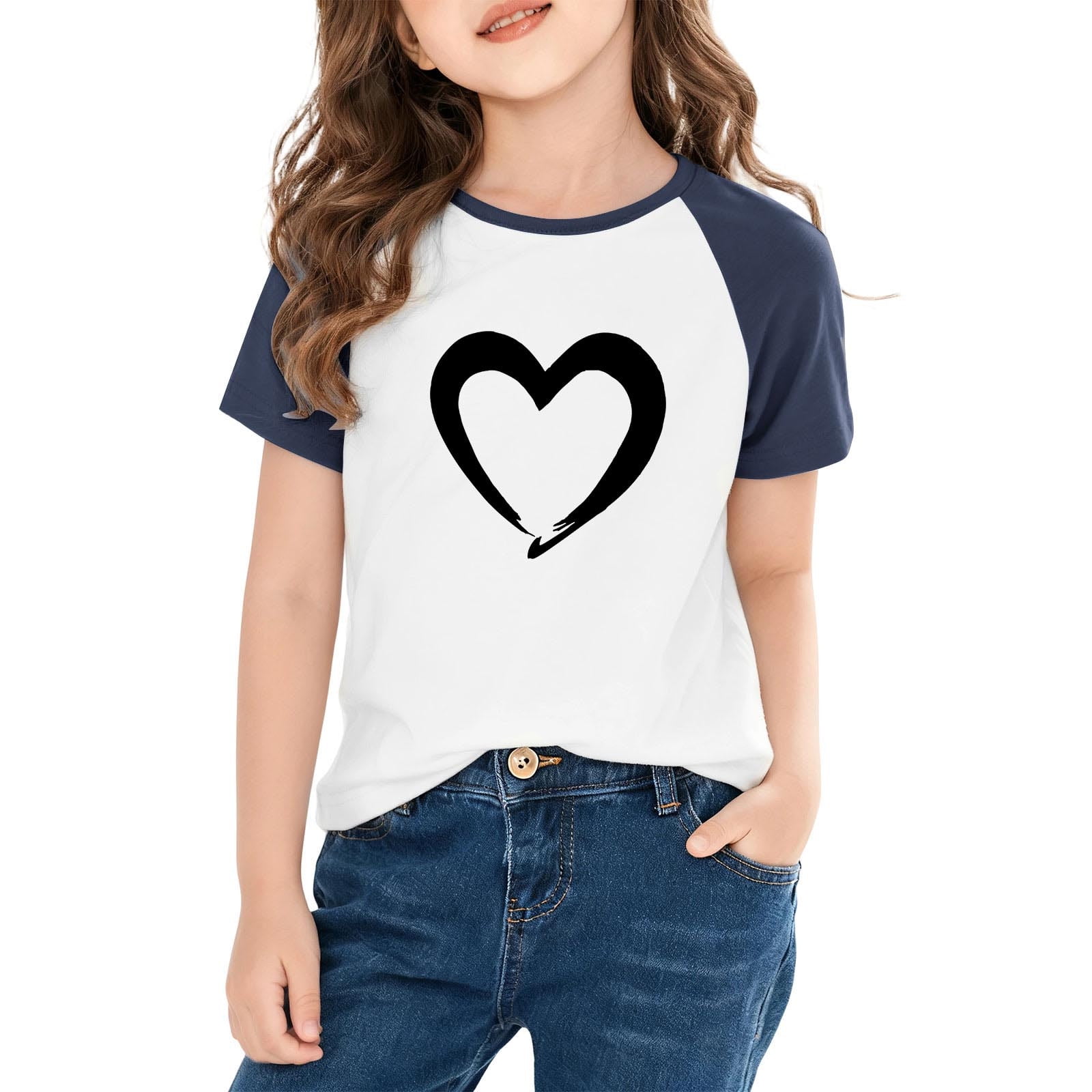 11 Kid Girl Boy Tops Shirts Boys Girls Kids Tee - Cute Heart Print ...