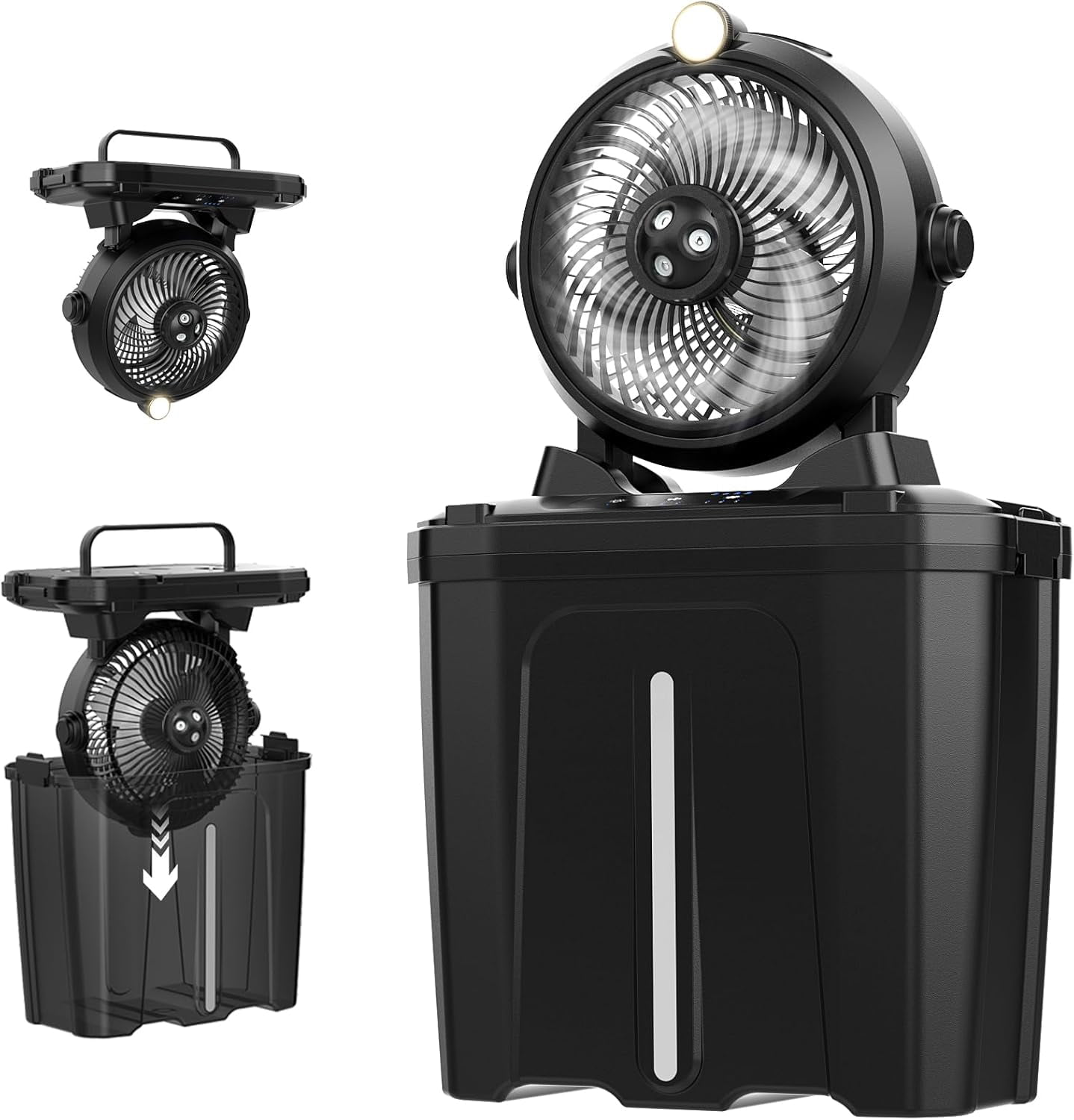 11 L Bucket Portable Misting Fan with LED Light, 20000 m Ah (6.5/12 h ...