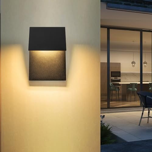 11”LED Modern Wall Sconce, 12w Mate Black Exterior Porch Light Wall ...