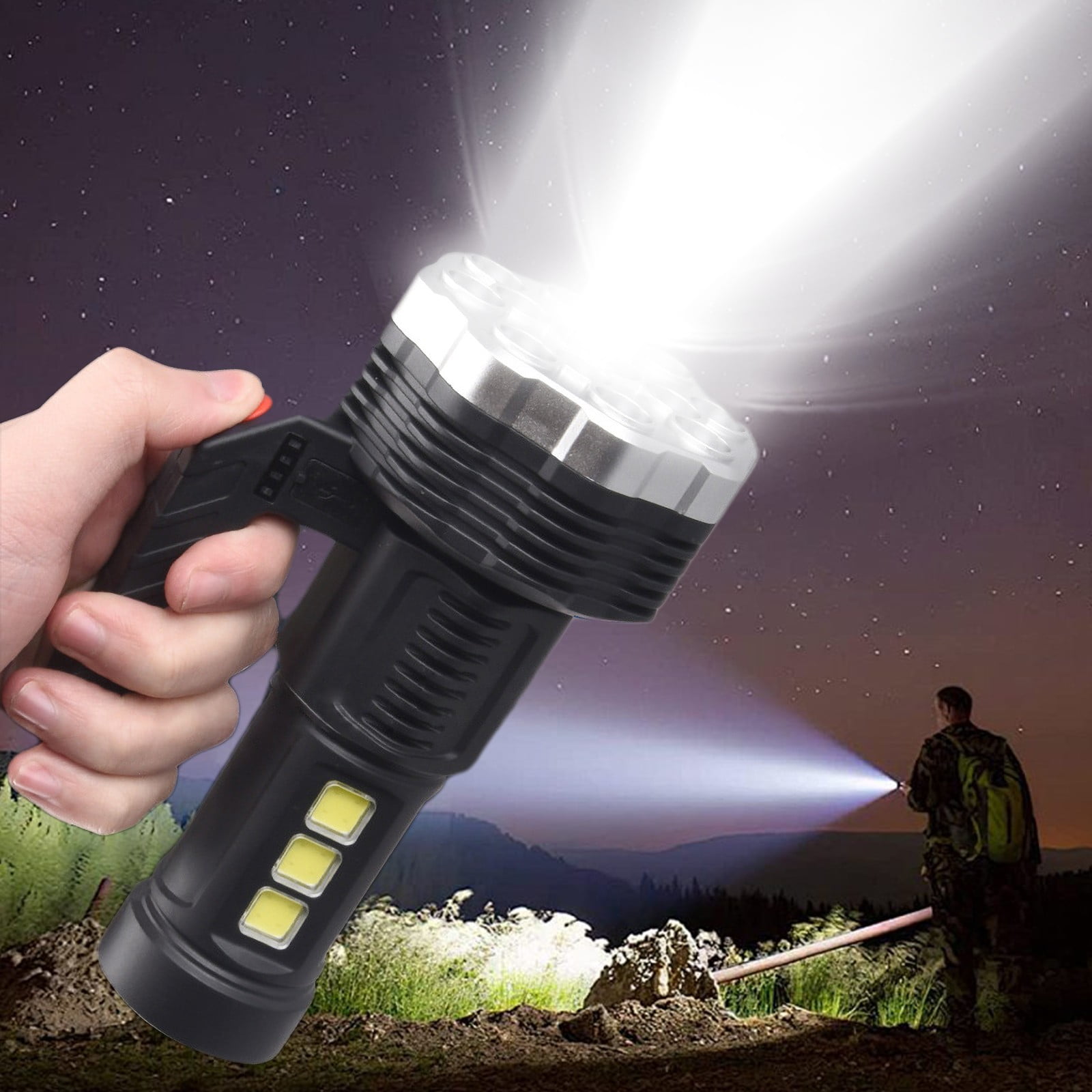 11-LED Rechargeable Flashlight, USB Charging, 4-Step Power Indicator ...