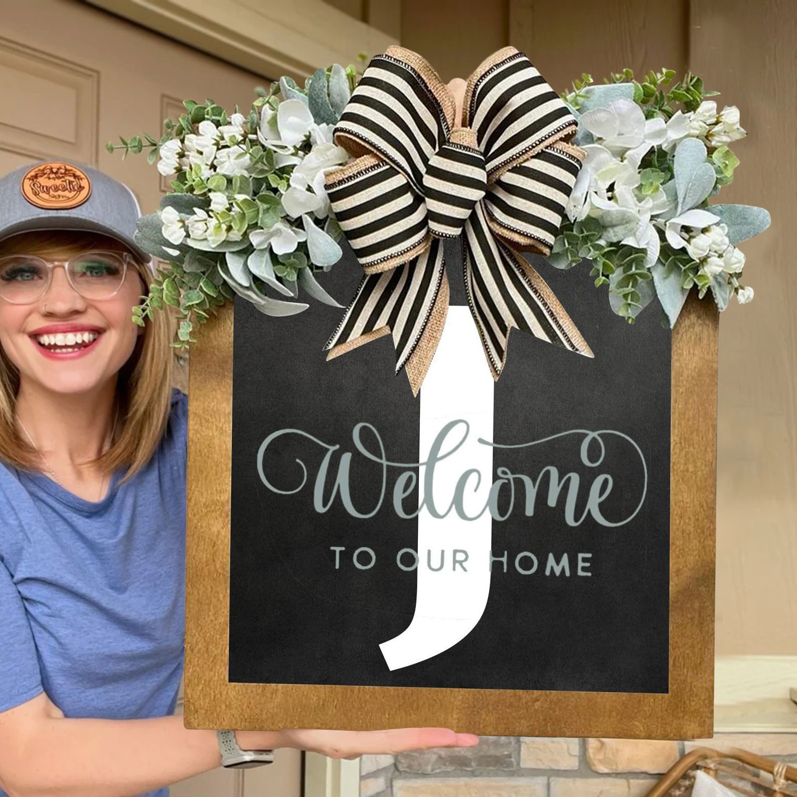 11'' Large Last Name Welcome Door Wreath for Front Door 26 Letter All ...