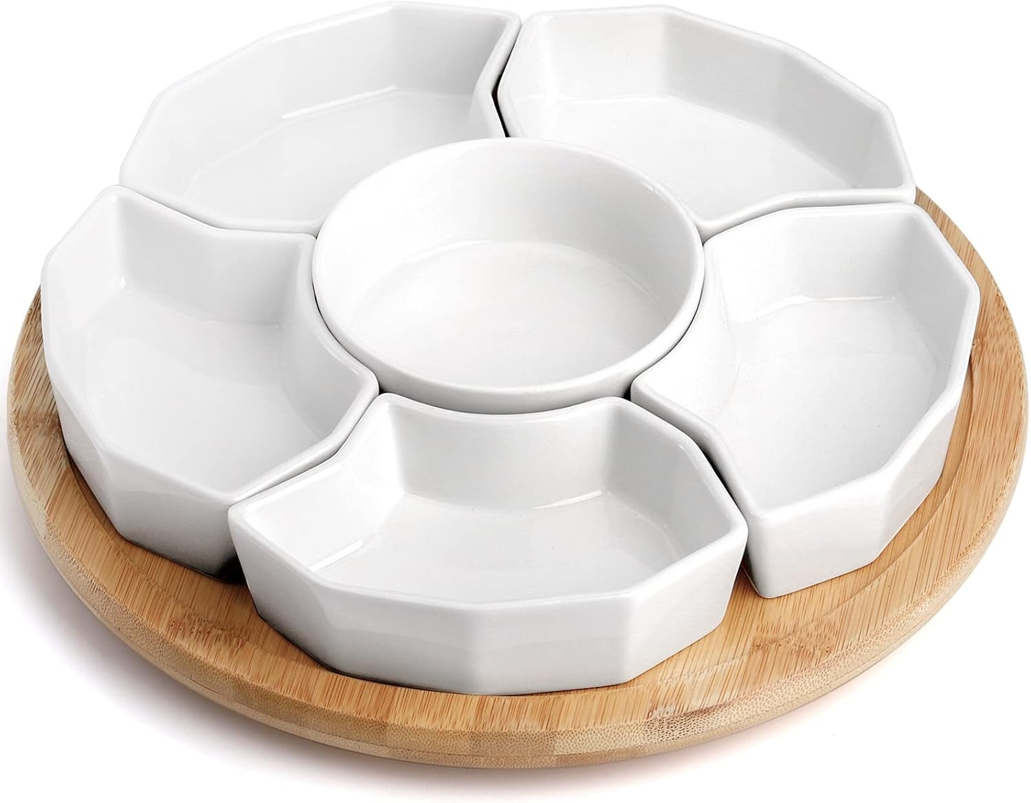 11'' Lazy Susan Serving Tray, Porcelain 360° Rotatable Serving Tray and ...