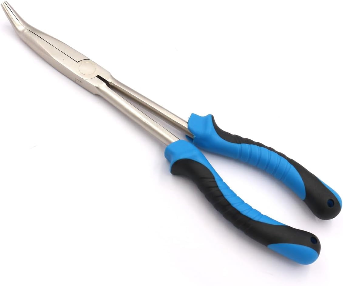 11" Long Nose Fishing Pliers, Straight & Bent Jaws, PTFE Coated ...
