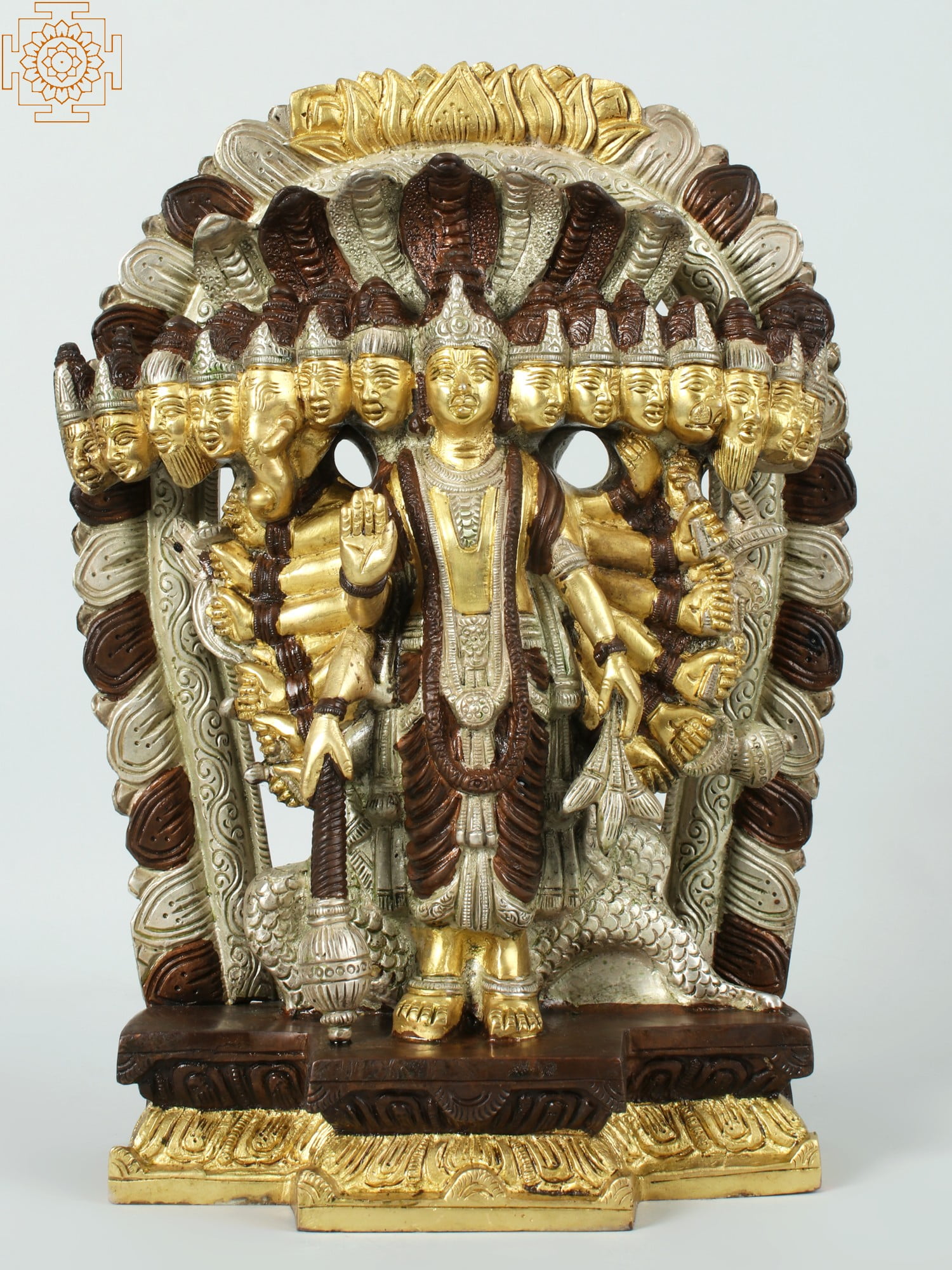 Lord Vishnu In Cosmic Magnification Brass Sculpture - Handmade Idol ...