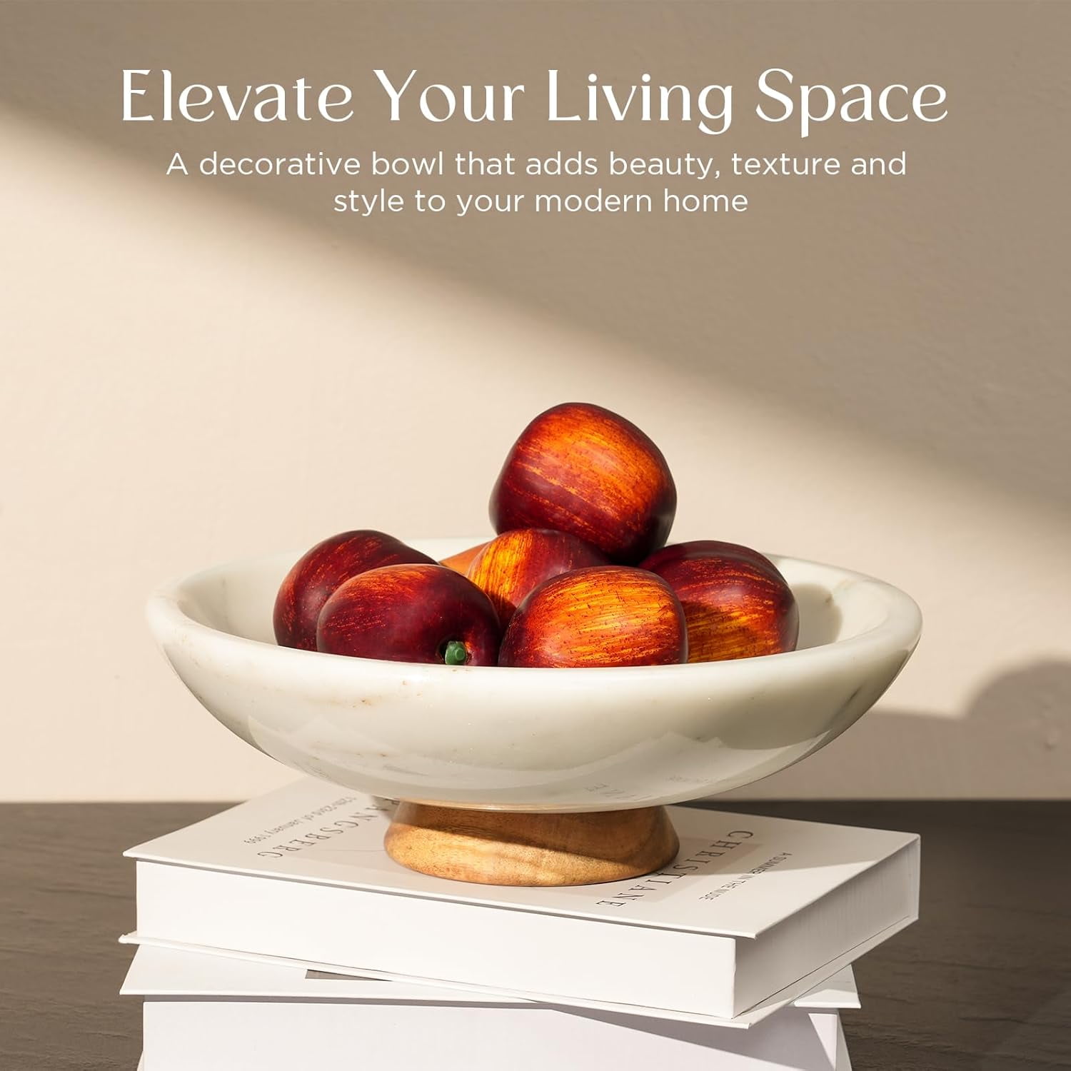 11" Marble Centerpiece Bowl with Wood Base + Special Offer + Stylish ...