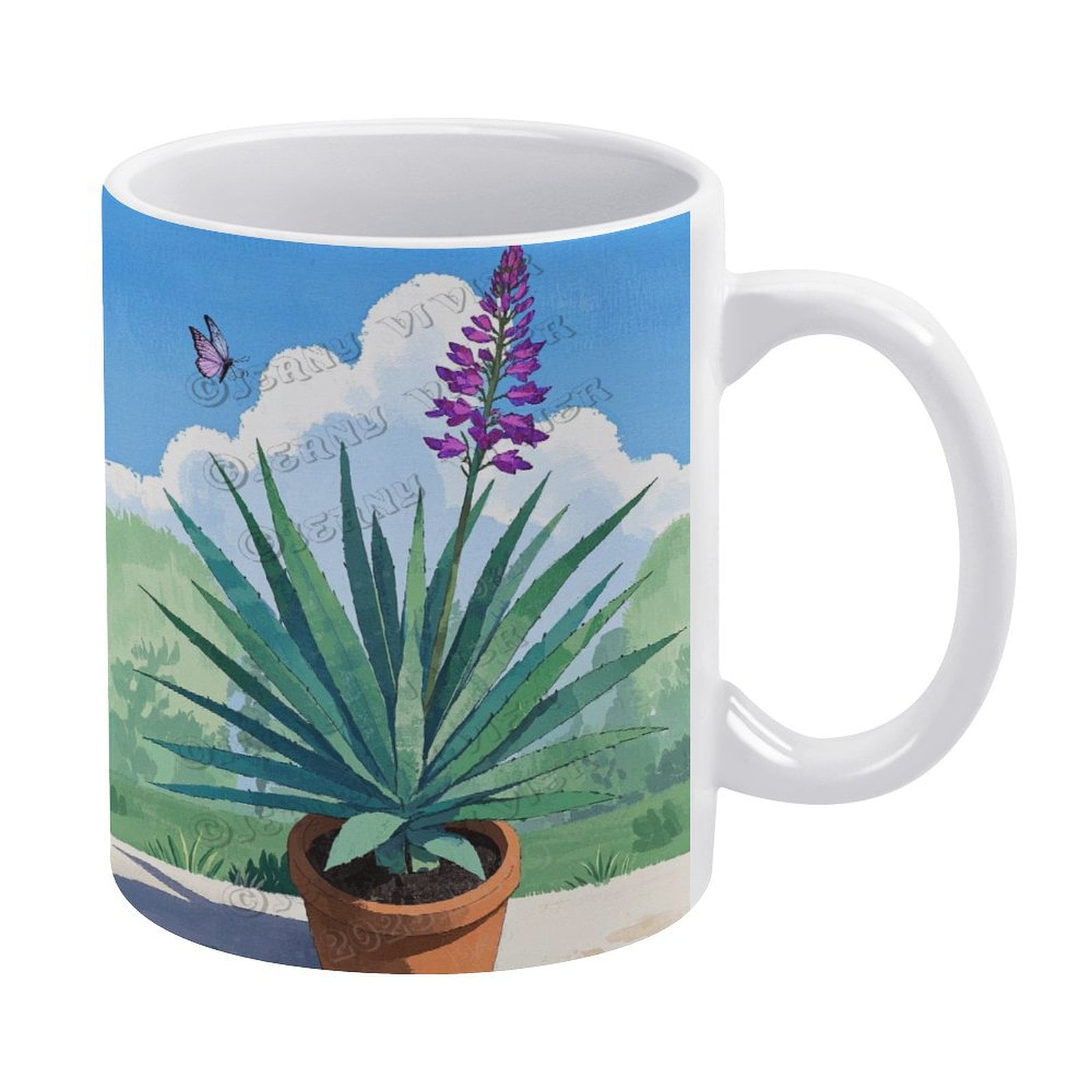 11 OZ Agave Coffee Mug - Floral Plants Design, Perfect for Garden ...