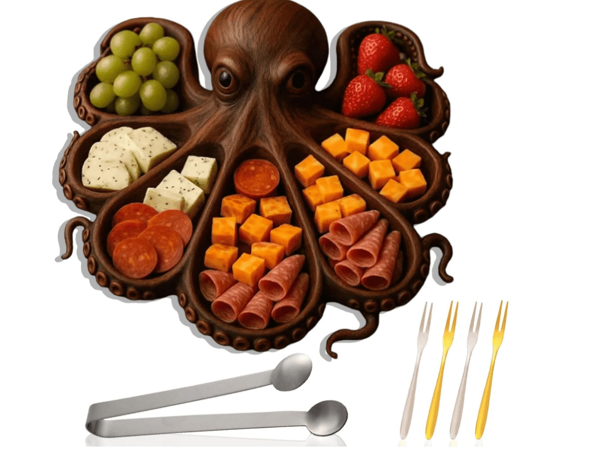 11" Octopus Charcuterie Platter – Unique Octopus Design Wood Tray ...