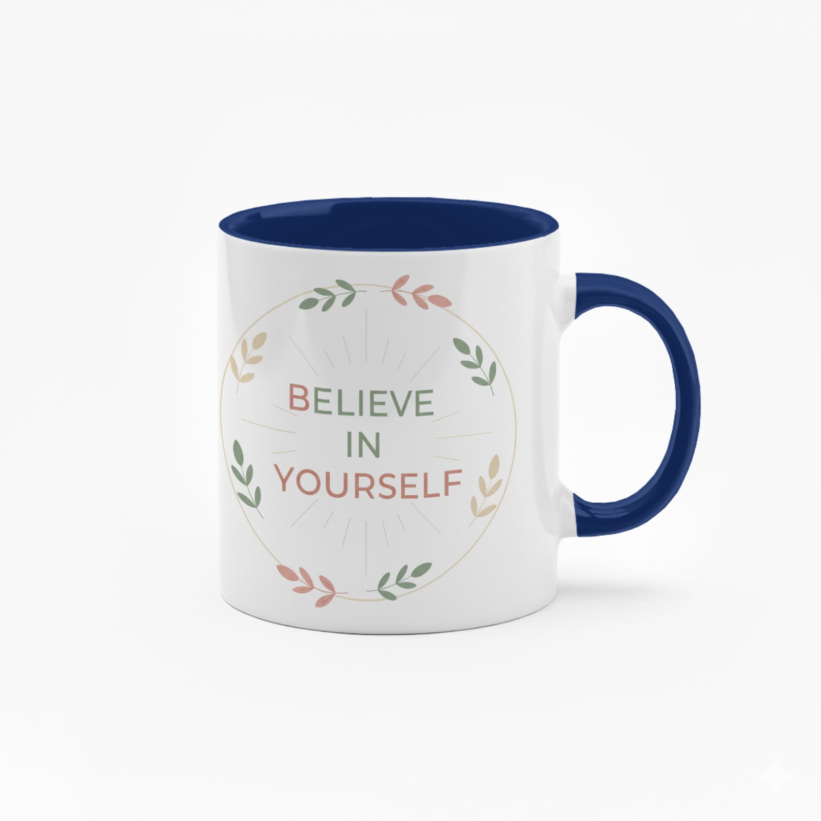 11 Ounce "Believe in Yourself" Ceramic Mug with Colorful Inner Lining ...