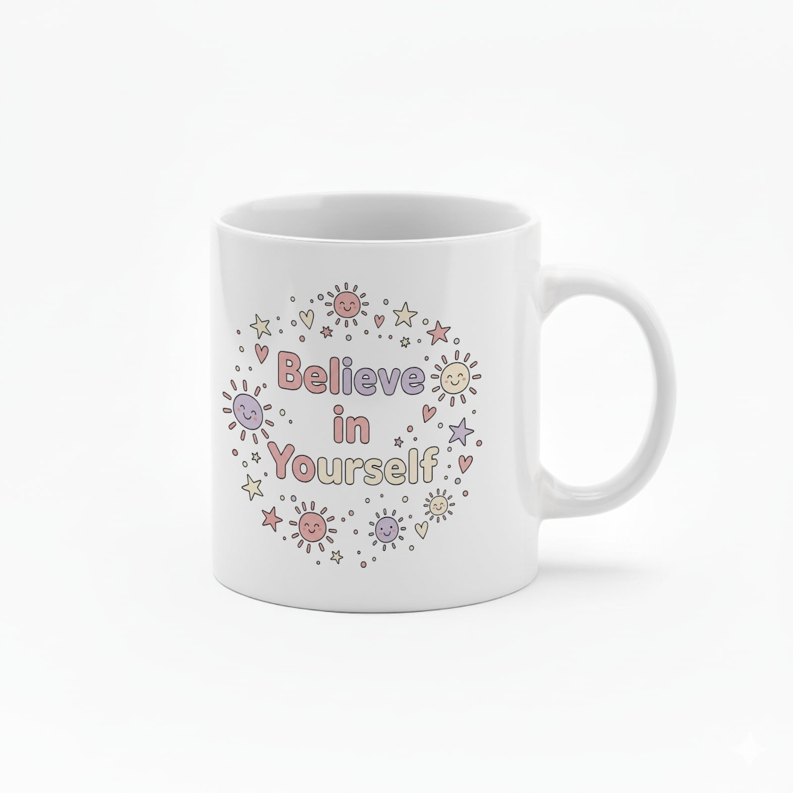 11 Ounce "Believe in Yourself" Ceramic Mug with Colorful Inner Lining ...