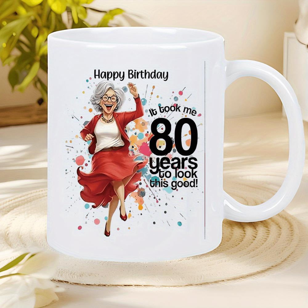 11-Ounce Ceramic Coffee Mug with 80Th Birthday Design, Personalized ...