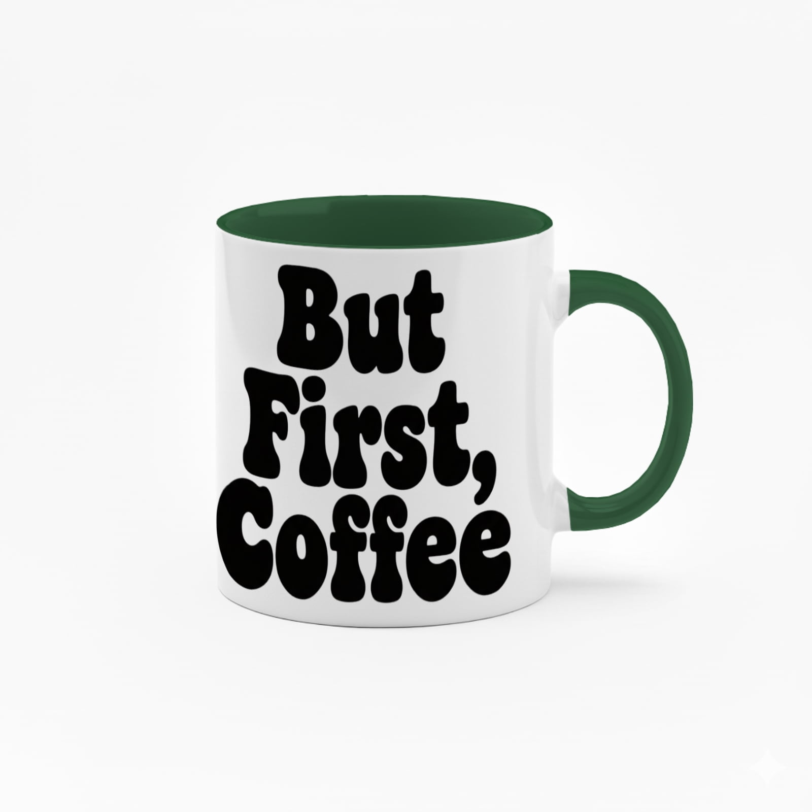 11-Ounce Colorful Inner-Lined Ceramic Mug: "But First, Coffee" Quote ...