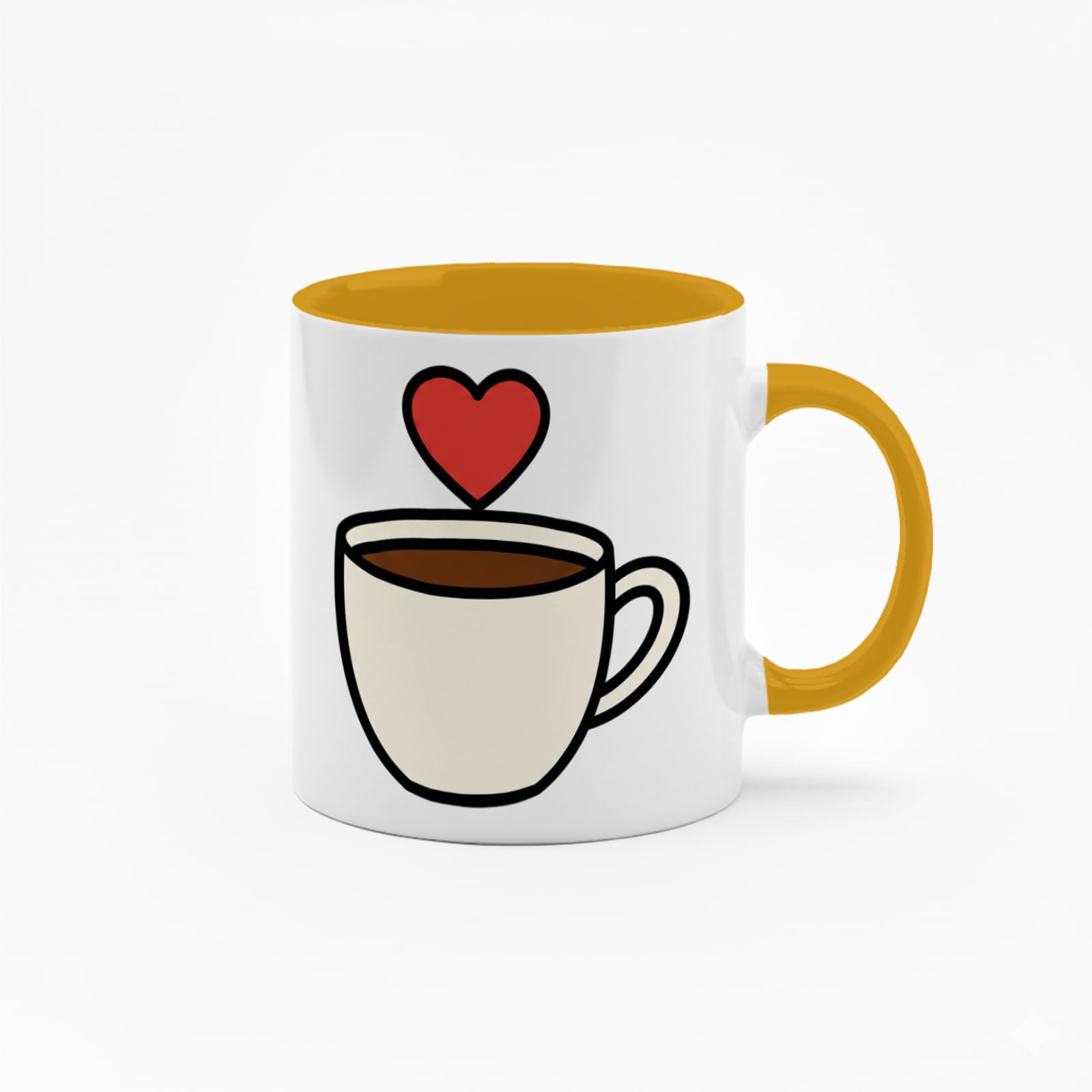 11-Ounce Colorful Inner-Lined Ceramic Mug: Coffee Cup with Red Heart ...