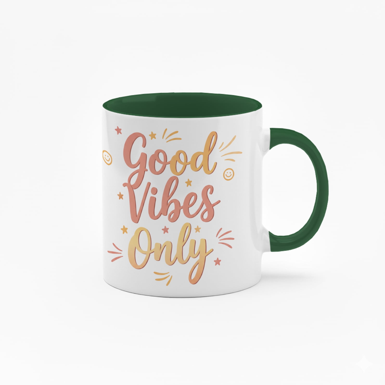 11 Ounce "Good Vibes Only" Ceramic Mug with Colorful Inner Lining ...