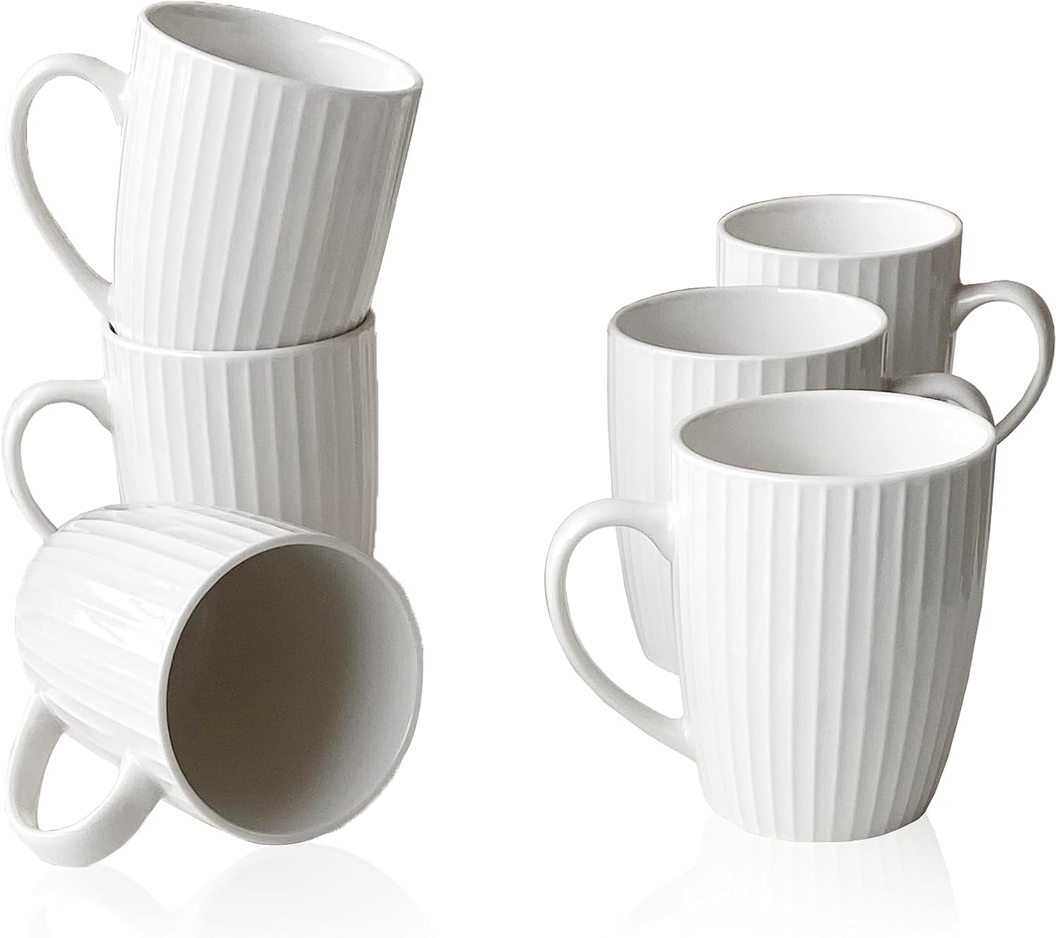 11 Ounce Porcelain Mugs, Set of 6 Coffee Mugs for Tea, Milk, Hot Cocoa ...