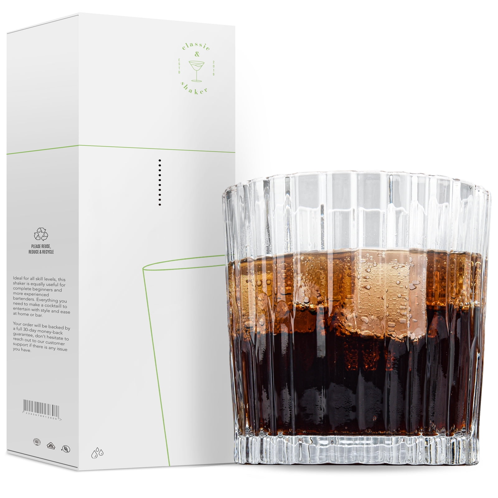 11 Ounces/ 310ml Whiskey Glasses, JOYCEMALL Set of 6 Old Fashioned Cut ...