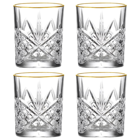 11 Ounces/ 315ml Whiskey Glasses with Gold Rim, JOYCEMALL Set of 4 Old ...