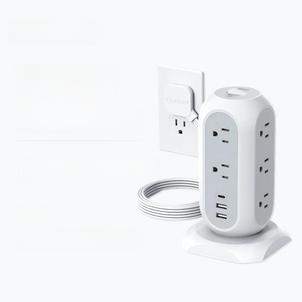 11-Outlet Surge Protector Power Strip with 4 USB Ports - Compact Tower ...