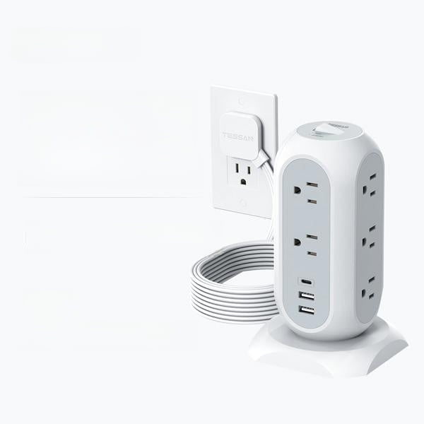 11-Outlet Surge Protector Power Strip with 4 USB Ports - Compact Tower ...