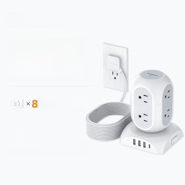 11-Outlet Surge Protector Power Strip with 4 USB Ports - Compact Tower ...