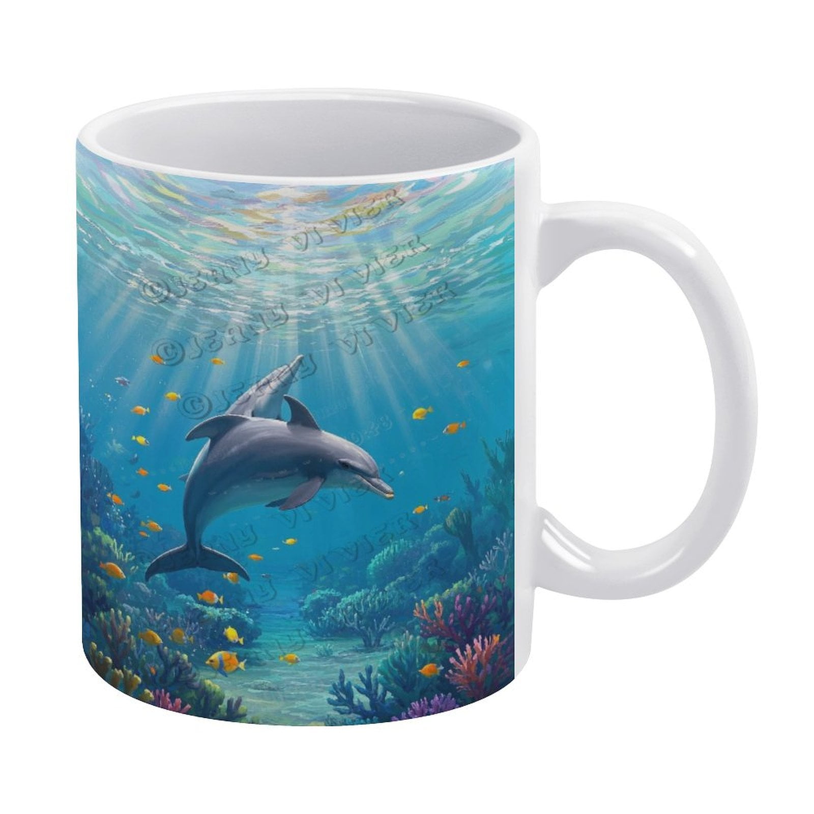 11 Oz Ceramic Coffee Mug, Dolphin Theme, Perfect for Nature Lovers and ...