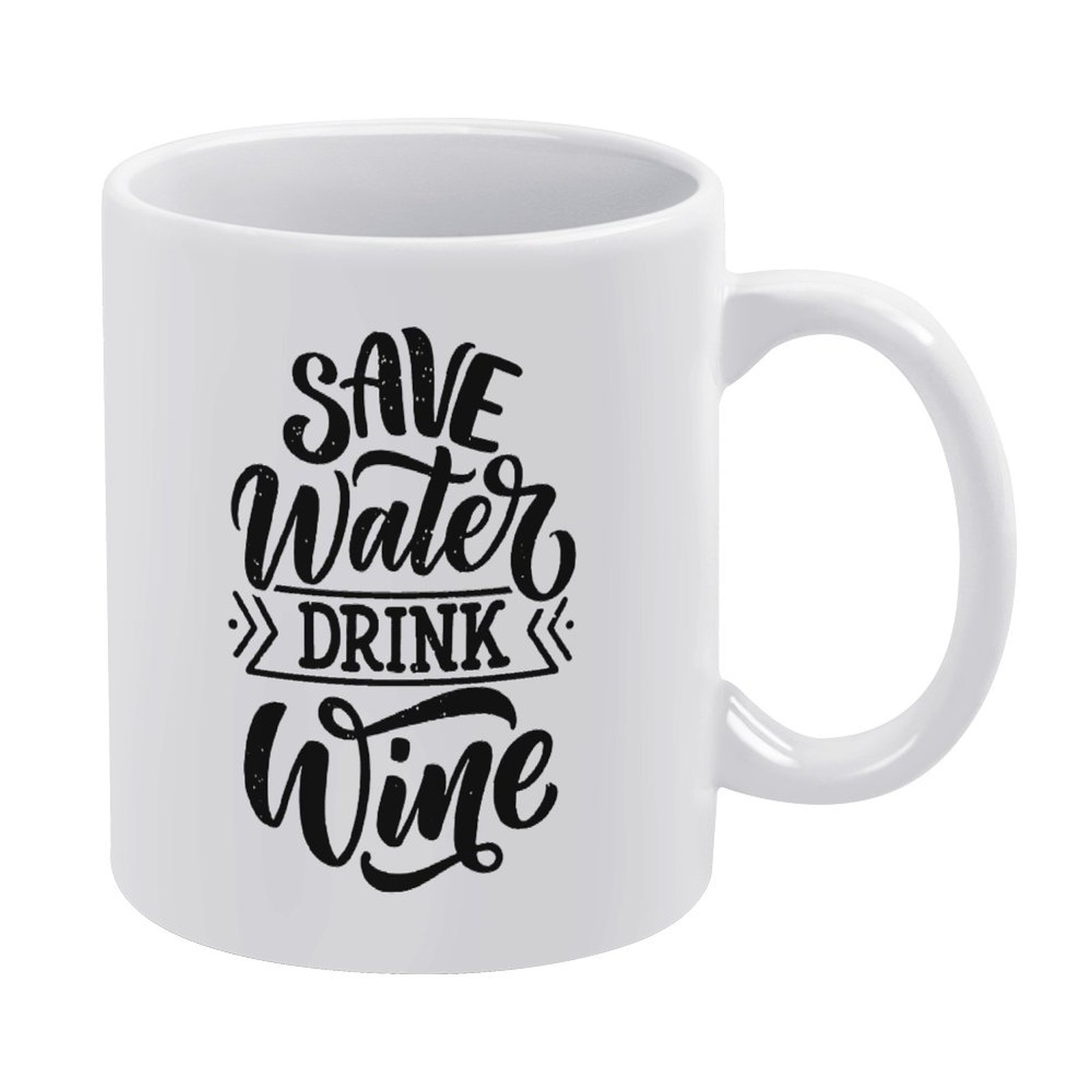 11 Oz White Coffee Mugs Save Water Drink Wine Tea Cup Coworker Office ...